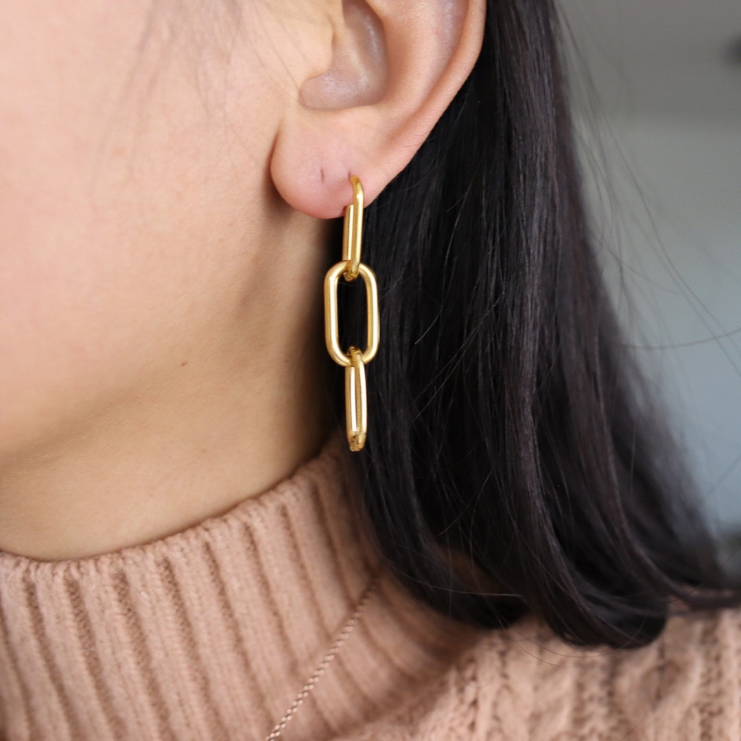 Titanium Large Chain 2 Styles Dangle Earrings, Non Tarnish, Implant ...