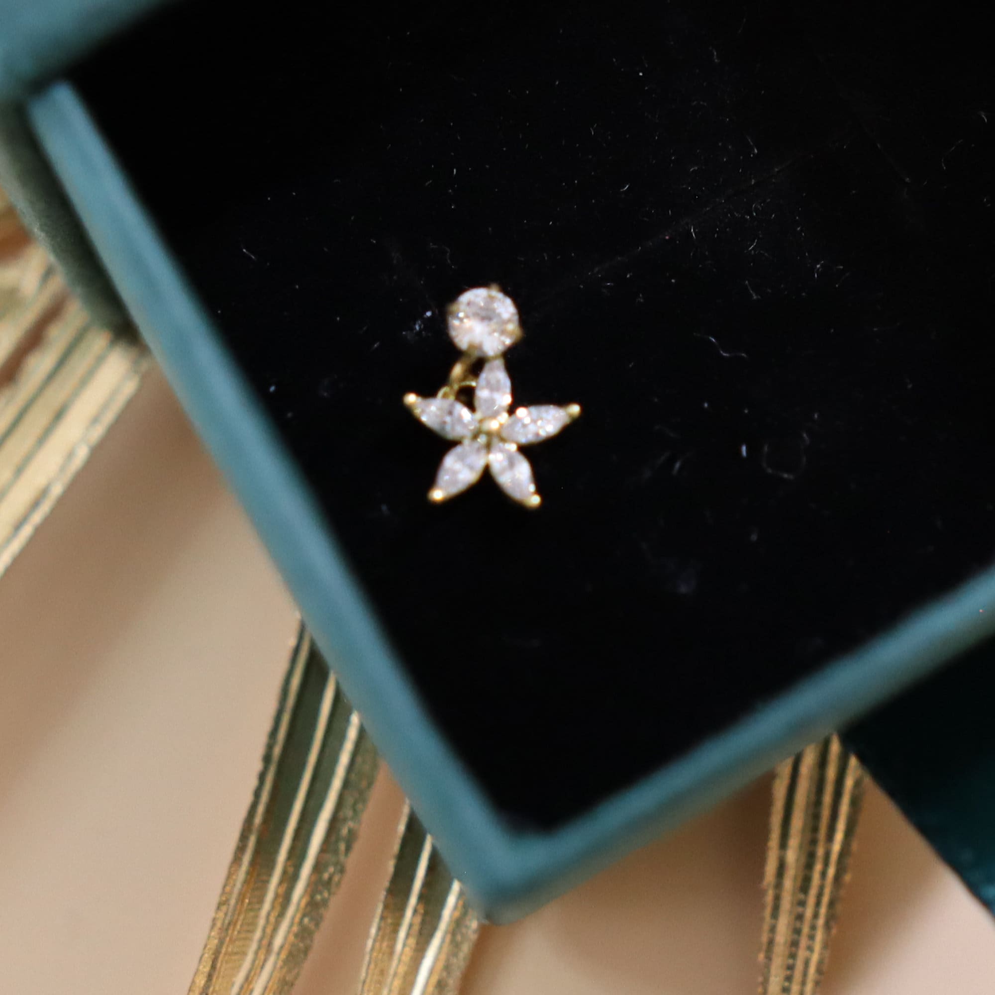 Titanium Drop Flower Zircon Screw Back Stud Earrings, Non Tarnish ...