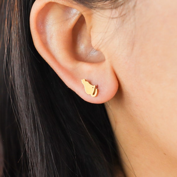 Titanium cat earrings store