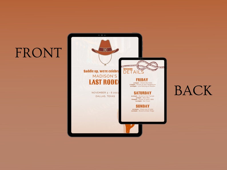 Last Rodeo | Cowgirl | Bachelorette Party | Invitation | Themed ...