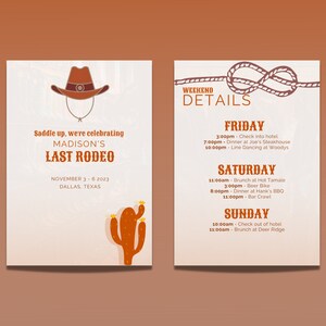 Last Rodeo | Cowgirl | Bachelorette Party | Invitation | Themed ...