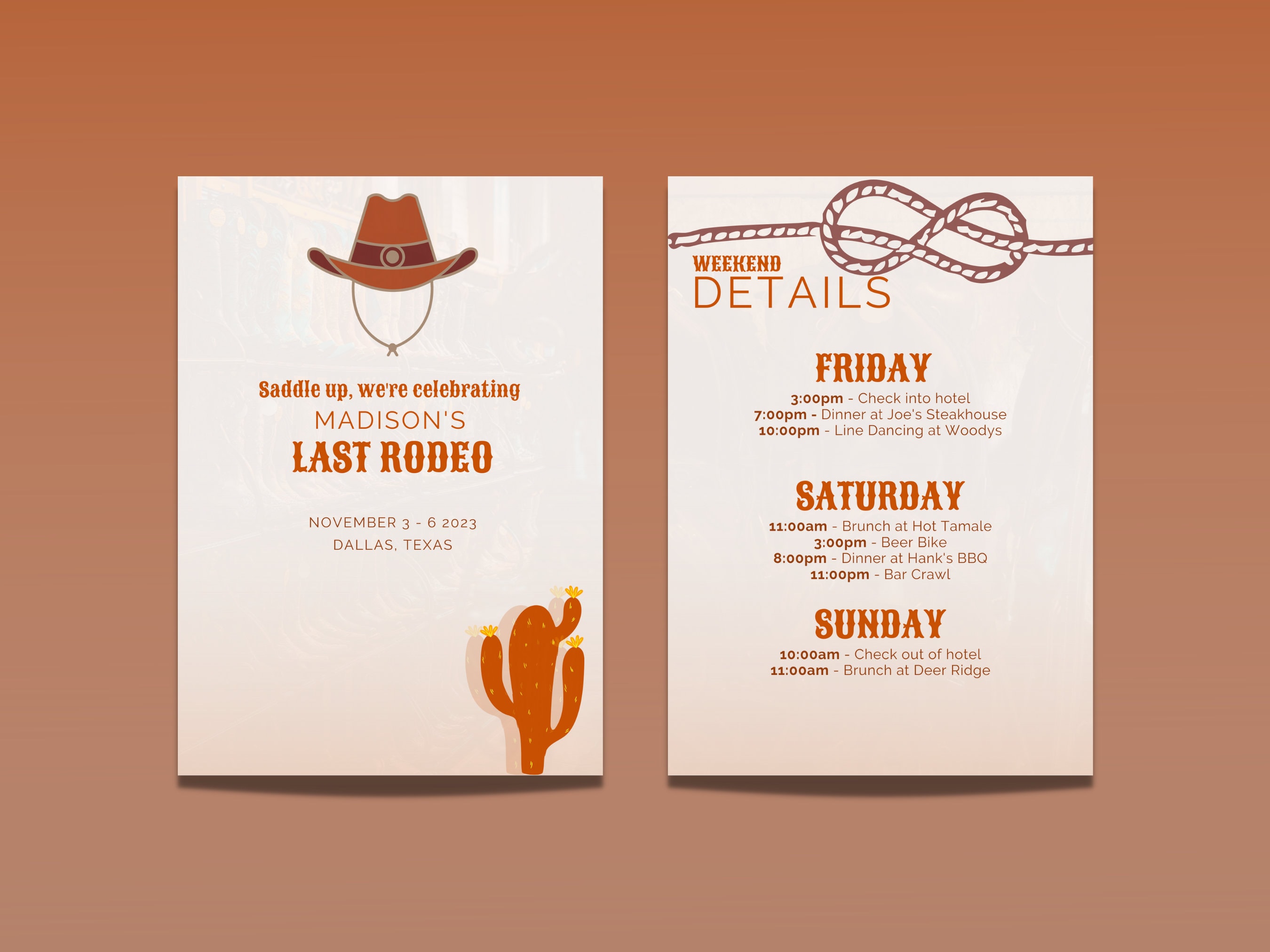 Last Rodeo | Cowgirl | Bachelorette Party | Invitation | Themed ...