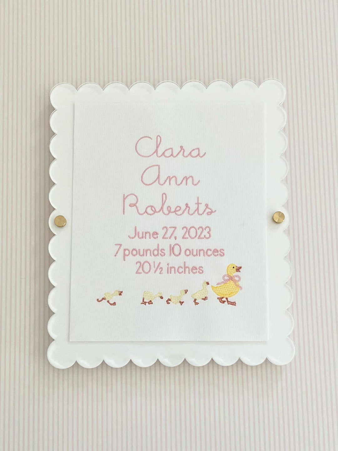 Custom Embroidered Duck Birth Announcement - Etsy