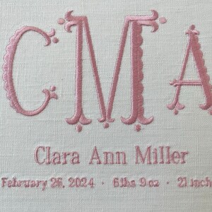 Scallop Monogram Embroidered Birth Announcement - Etsy