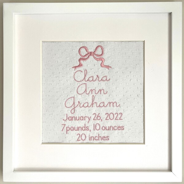 Embroidery Birth Announcement - Etsy