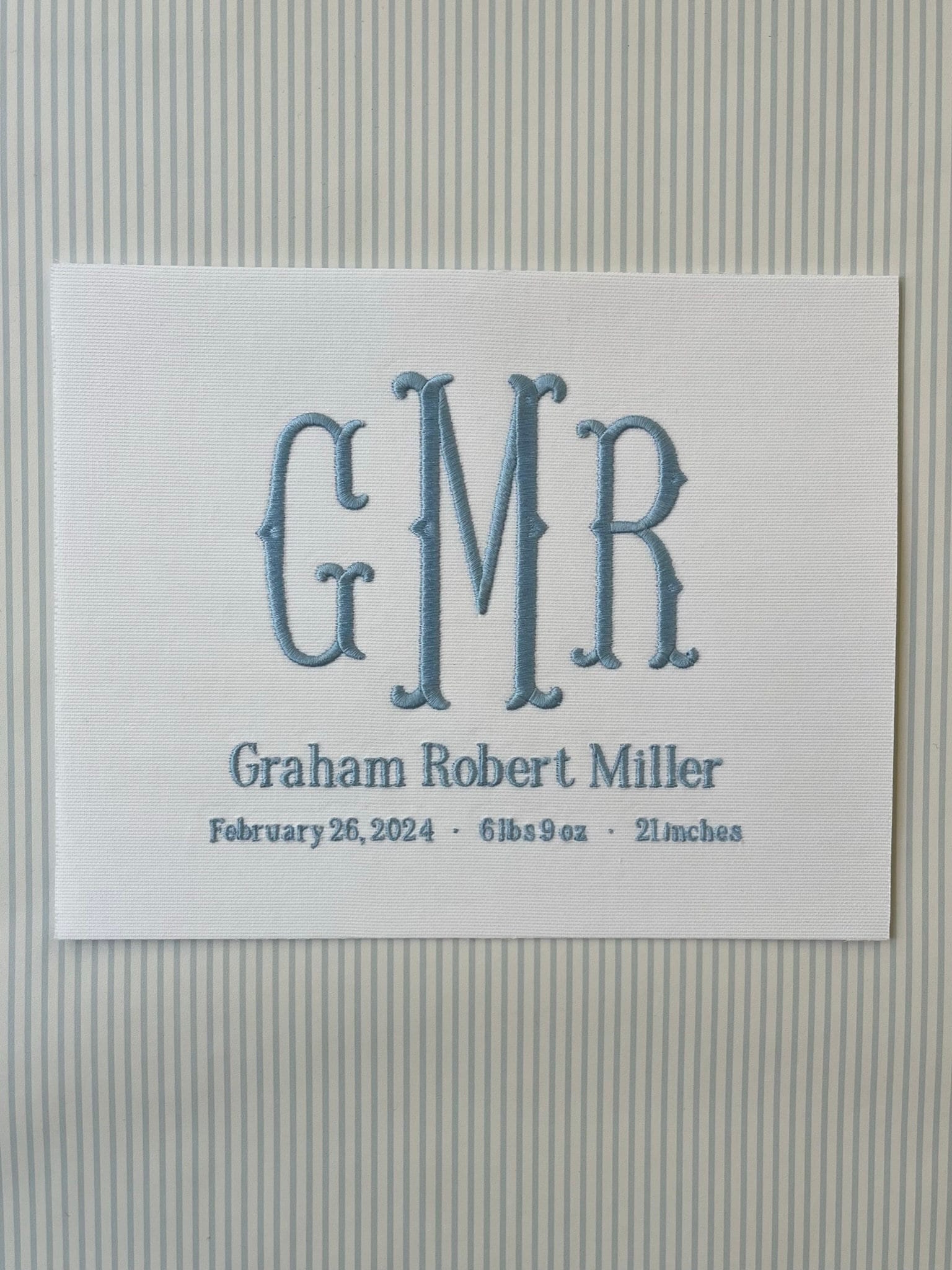Fishtail Monogram Embroidered Birth Announcement - Etsy