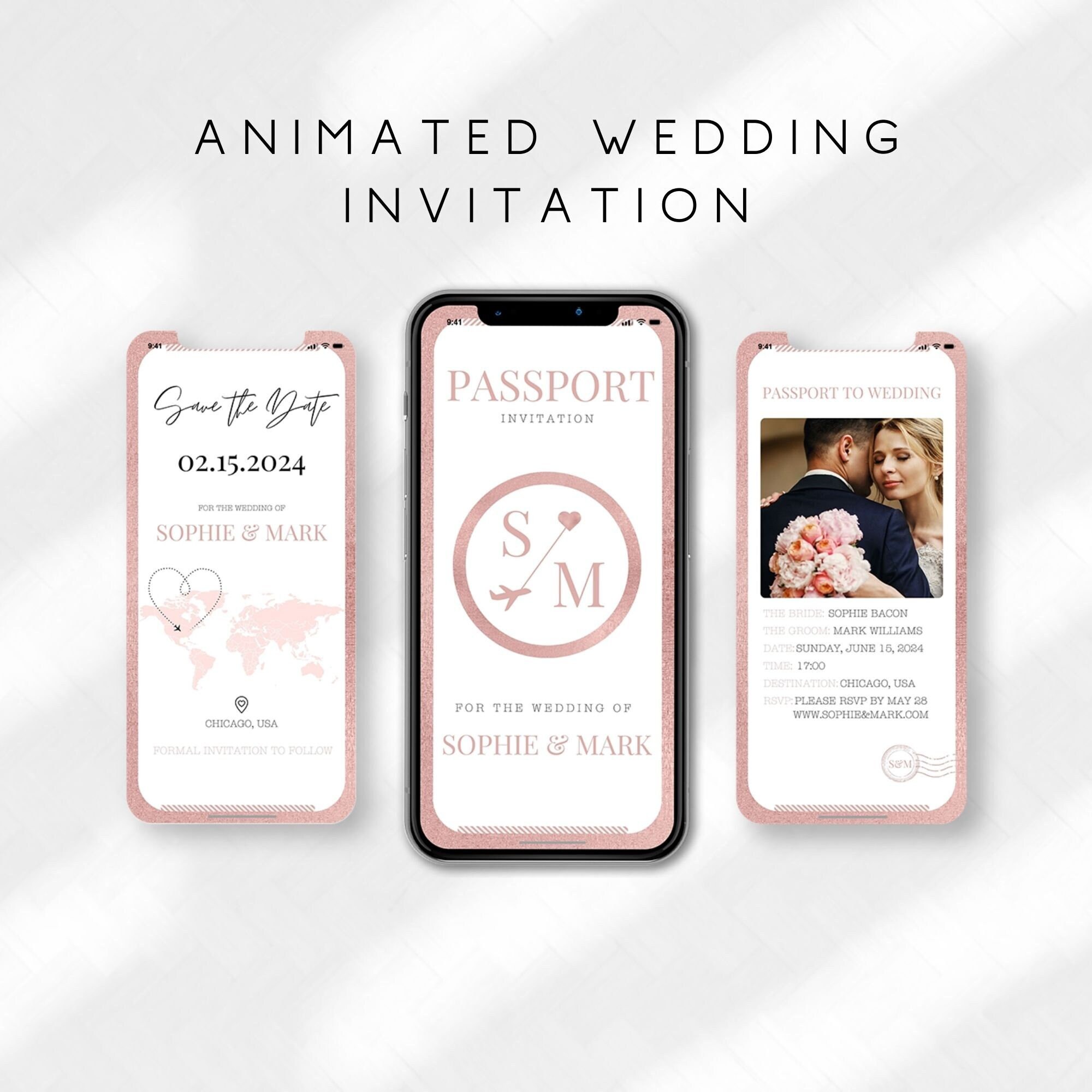 Destination Wedding Passport Save The Date Video Invitation Digital 9348