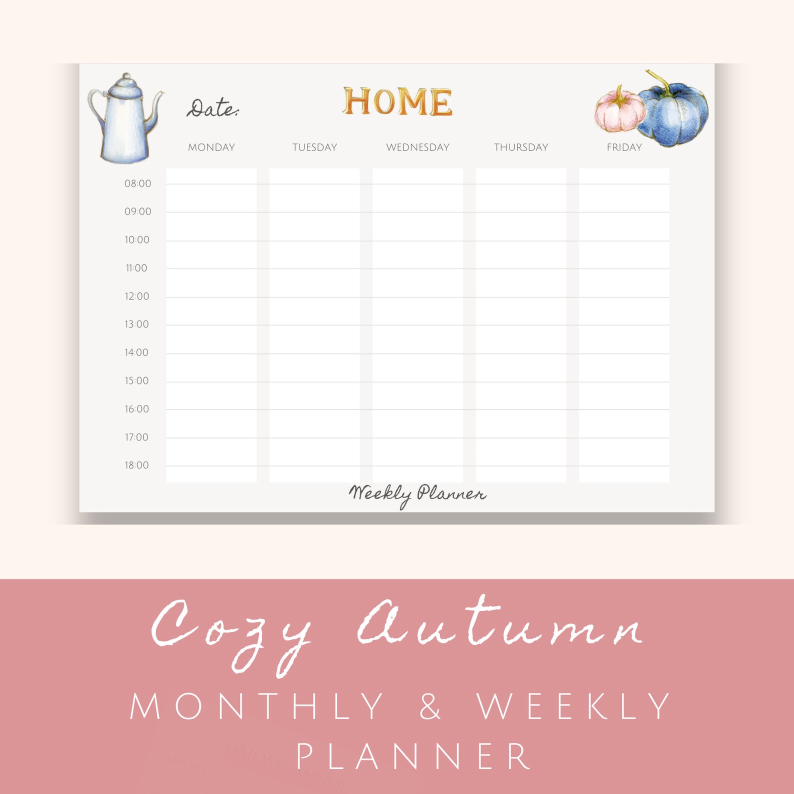 NEW Printable Autumn Fall, Thanksgiving Weekly, Monthly Planner ...