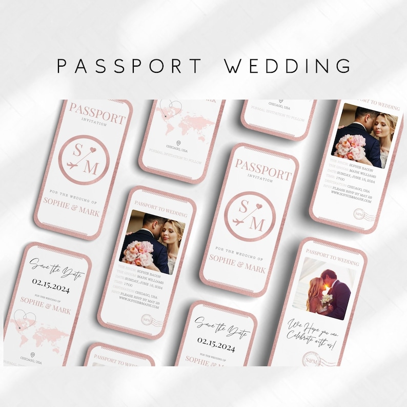 Destination Wedding Passport Save The Date Video Invitation Digital 7650
