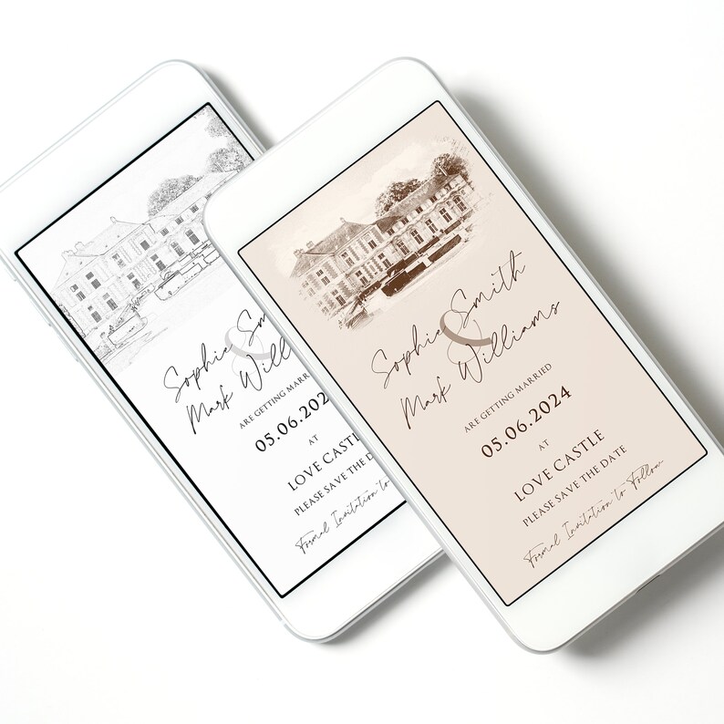 Digital Venue Illustration Save the Date, Custom Sketch Venue Save the ...