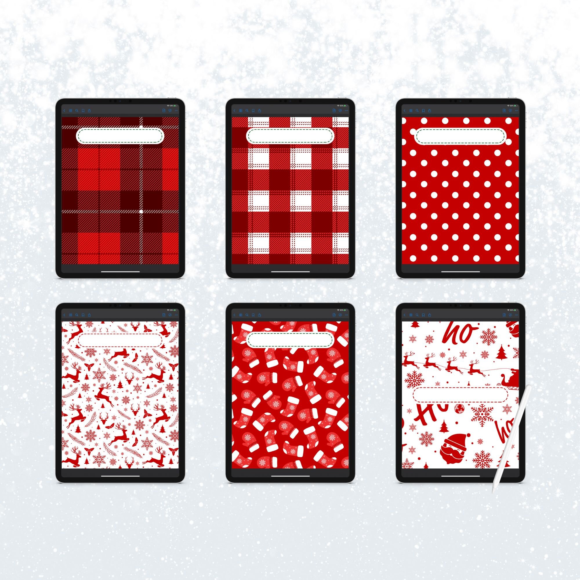 Cute Christmas Digital Notebook Covers for Planners | Winter Digital ...