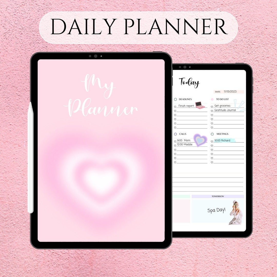 Cute Undated Digital Planner, Blurry Heart Planner, Goodnotes ...