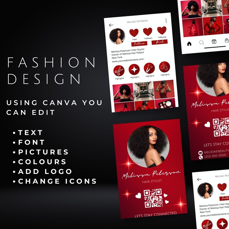 Instagram Business Cards, DIY Canva Business Card Template Design, IG ...