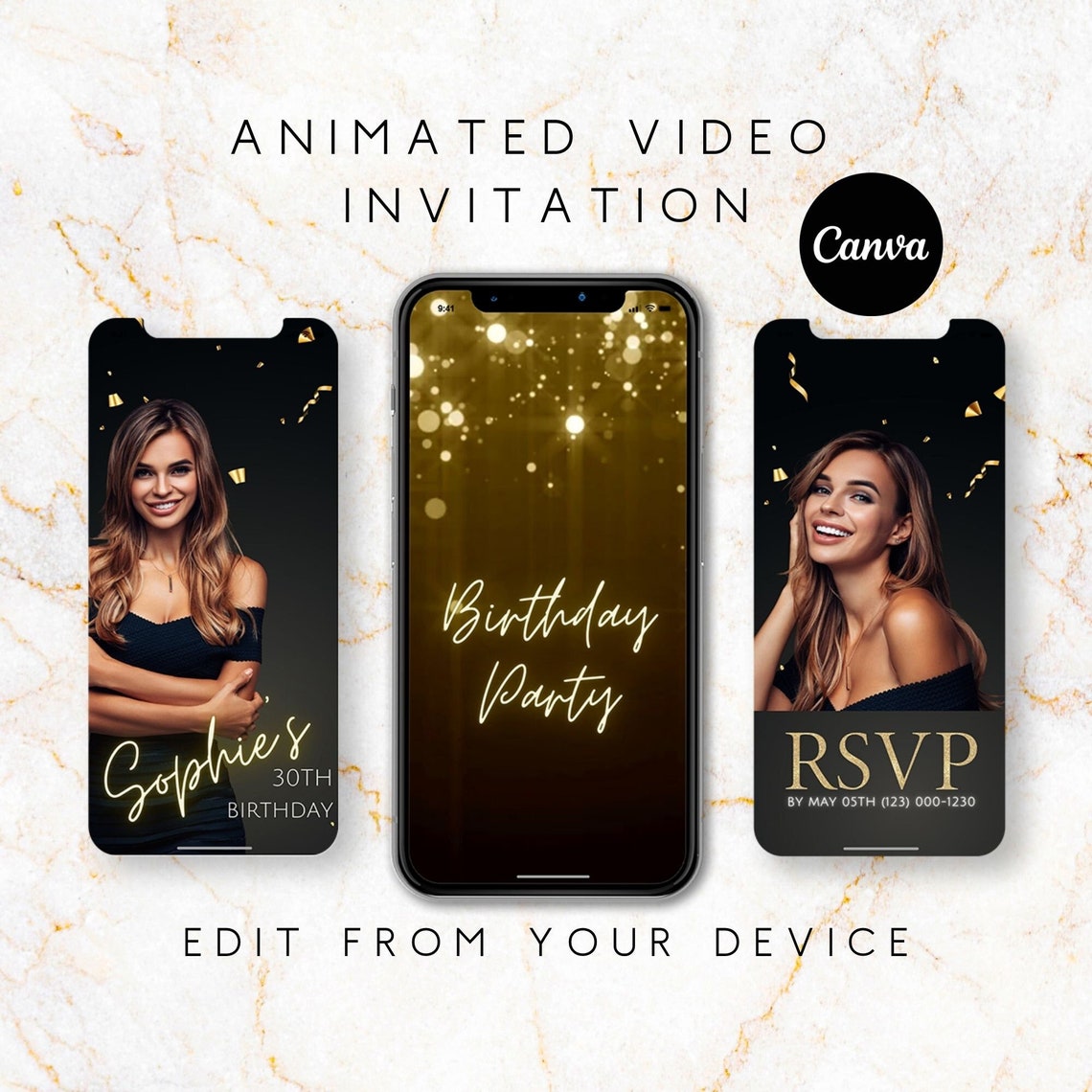 Women's Birthday Invitation Template Digital Video Invite Animated ...