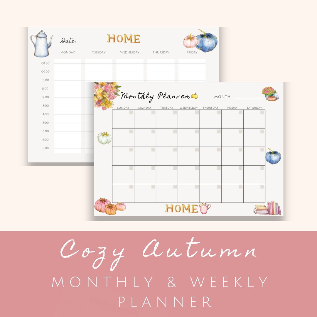 NEW Printable Autumn Fall, Thanksgiving Weekly, Monthly Planner ...