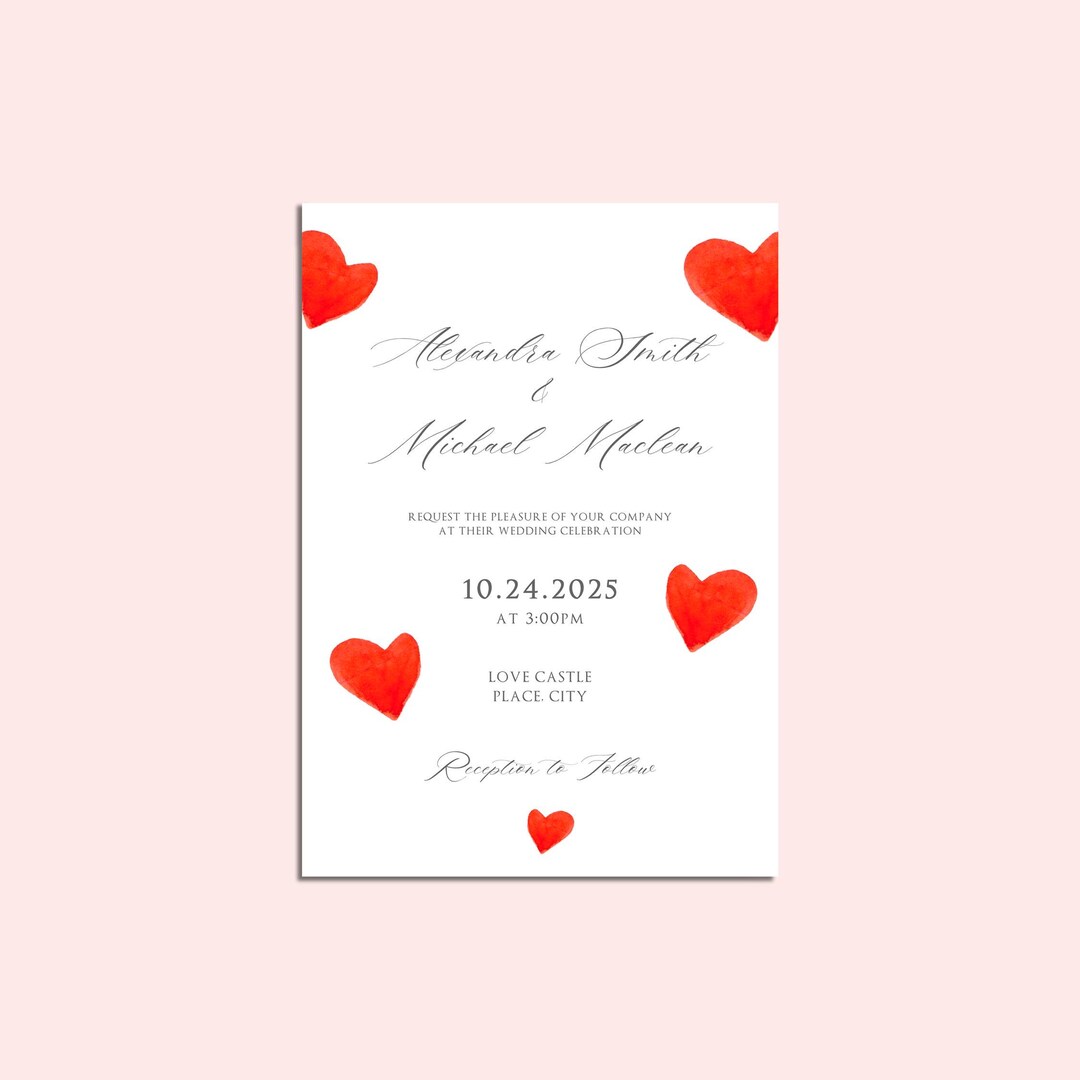 LOVE Wedding Invitation, Digital Wedding Invitation, Romantic Wedding ...
