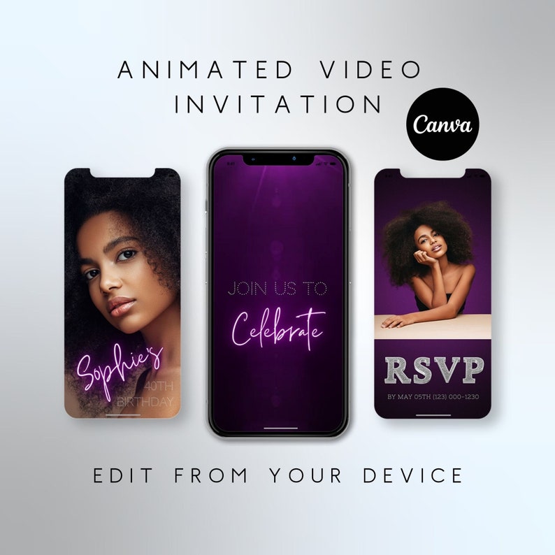 Women's Birthday Invitation Template Digital Video Invite Animated ...