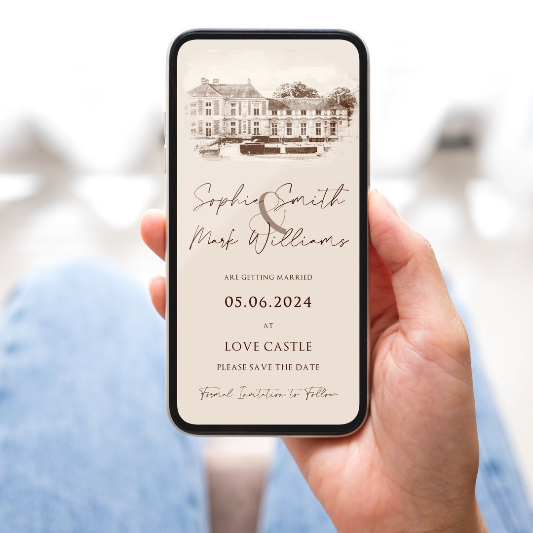 Digital Venue Illustration Save the Date, Custom Sketch Venue Save the ...