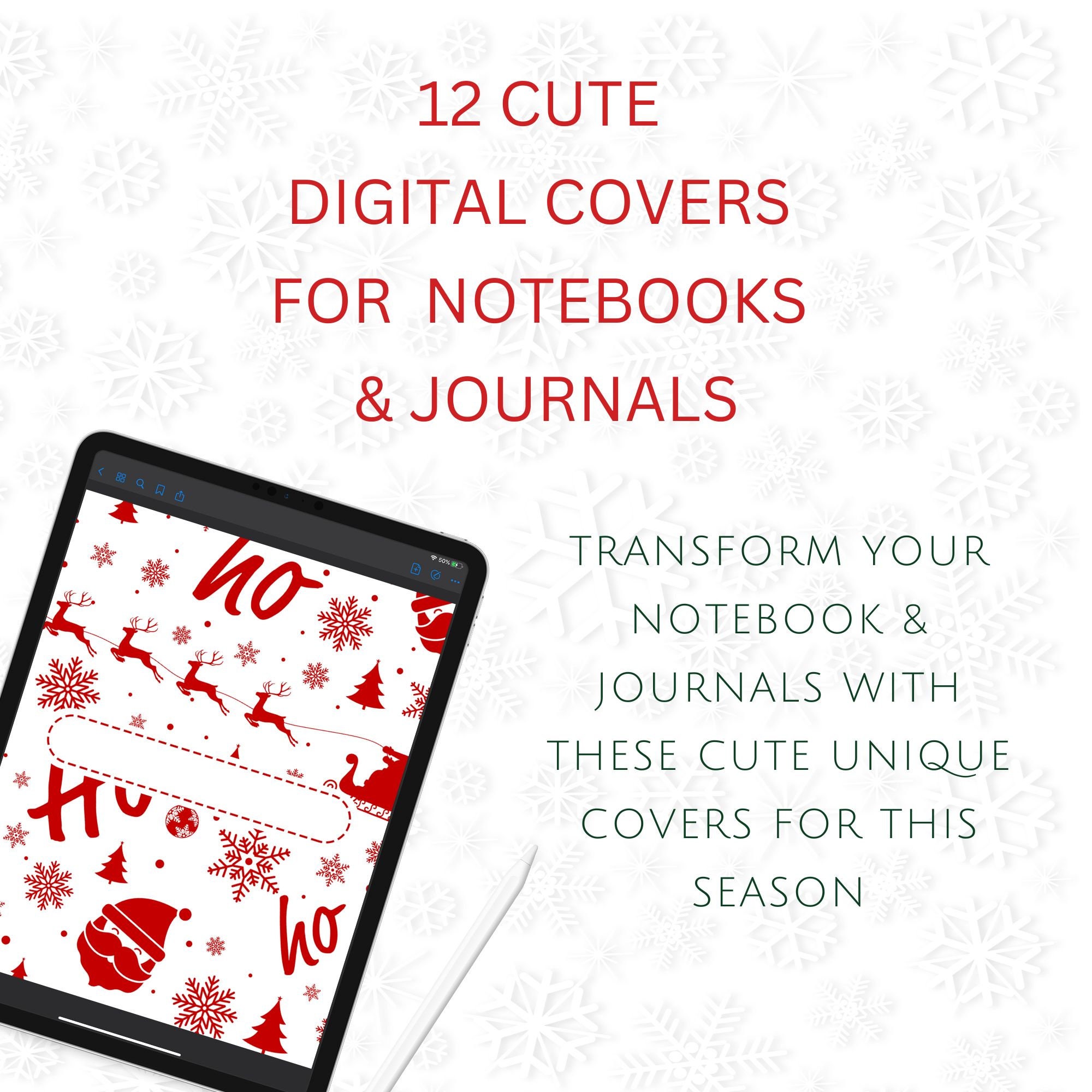 Cute Christmas Digital Notebook Covers for Planners | Winter Digital ...