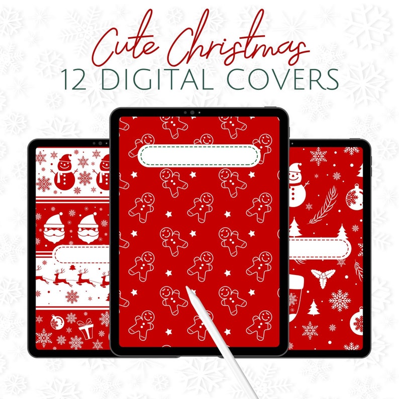 Christmas Notebook Covers | 12 Winter Planner Designs (PDF) - Etsy