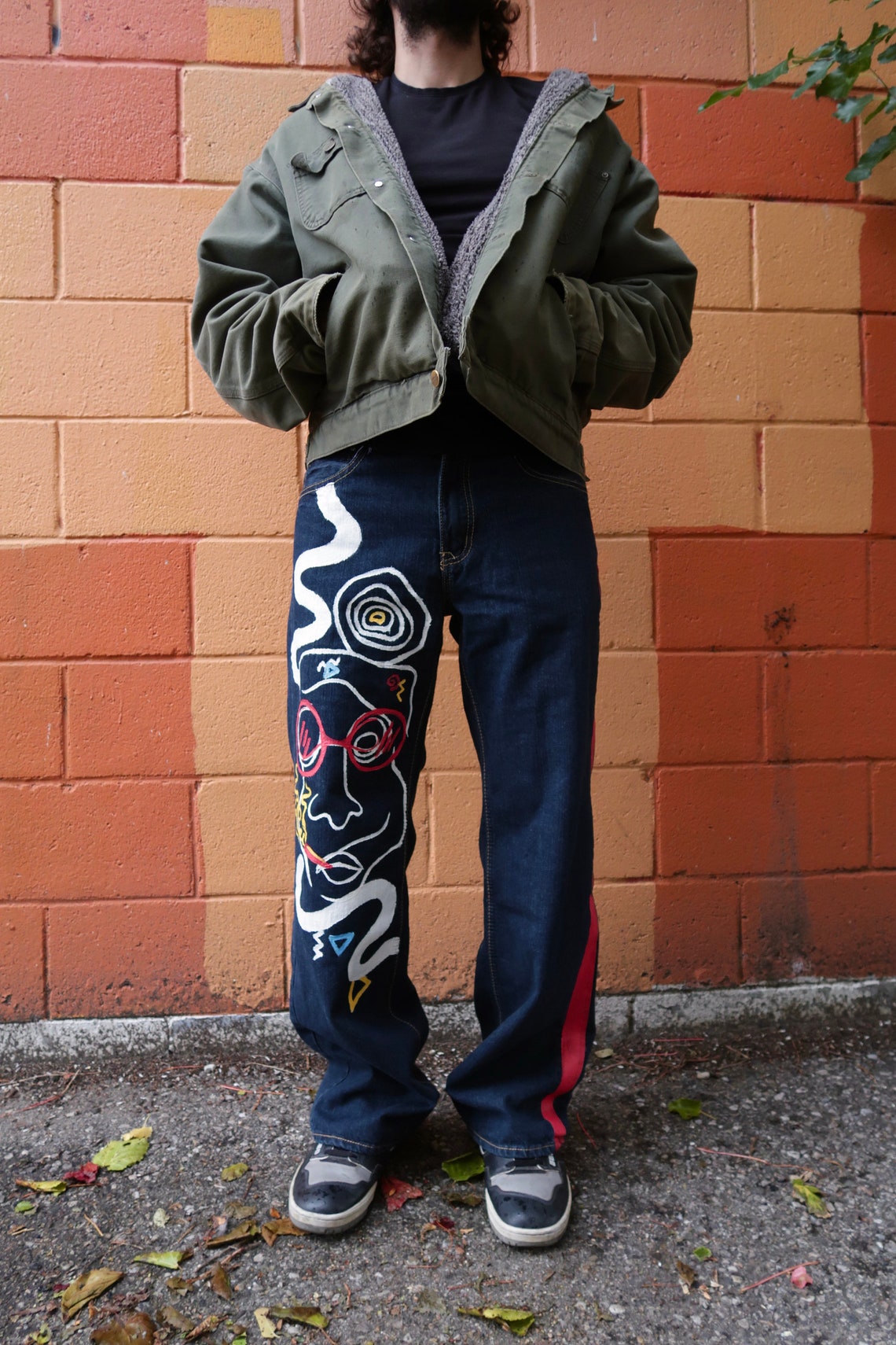Hand Painted Denim Pants - Etsy
