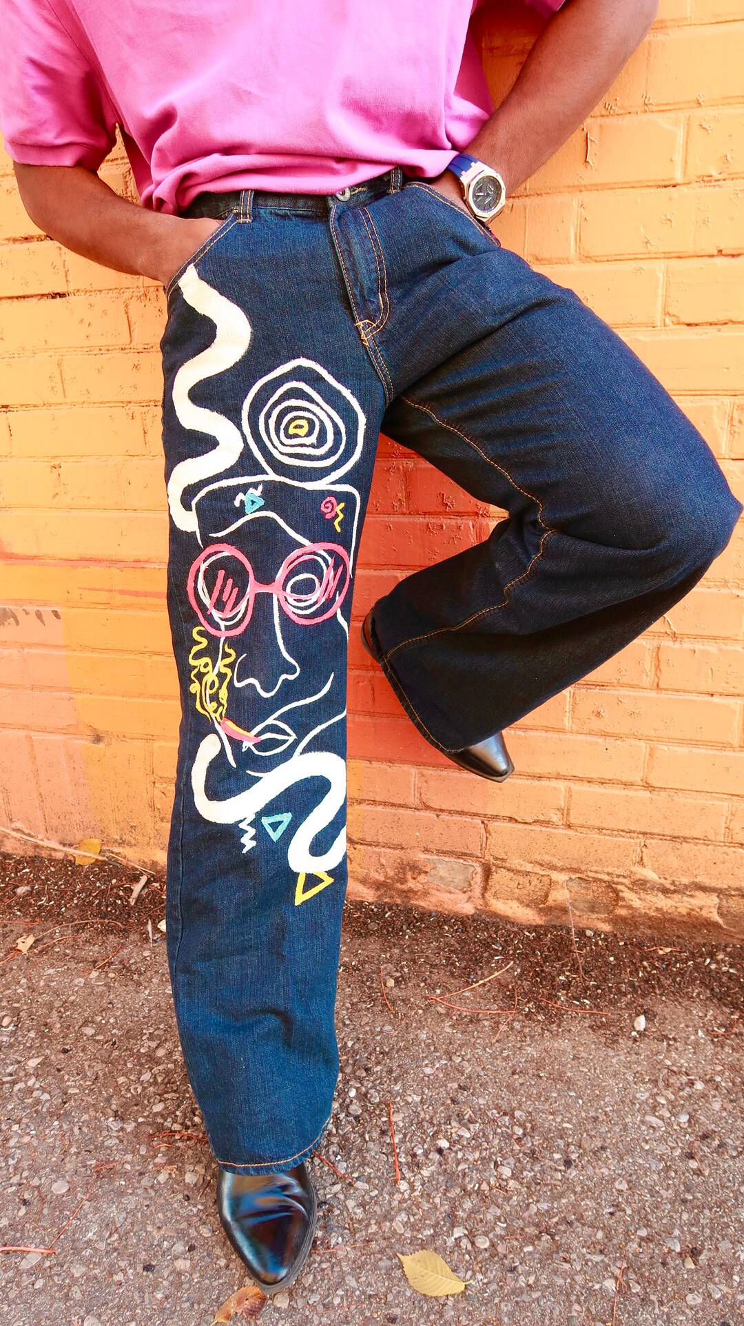 Hand Painted Denim Pants - Etsy