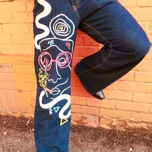 Hand Painted Denim Pants - Etsy