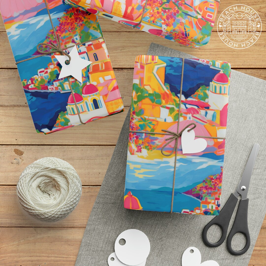 Lisbon Wrapping Paper: Tropical Gift Wrap, Preppy Wrapping Paper ...
