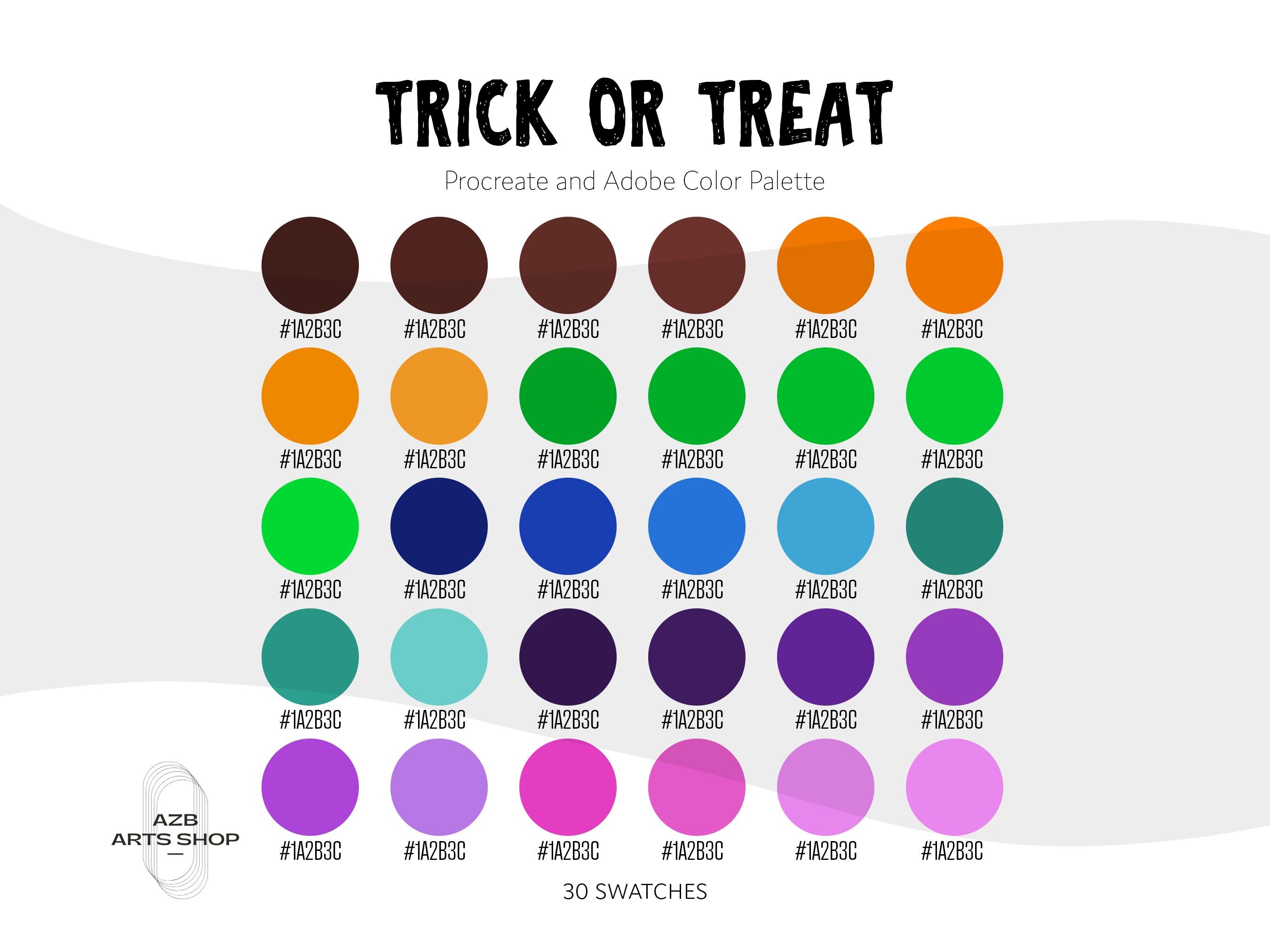 Halloween Trick or Treat Procreate & Adobe Color Palette | Procreate ...