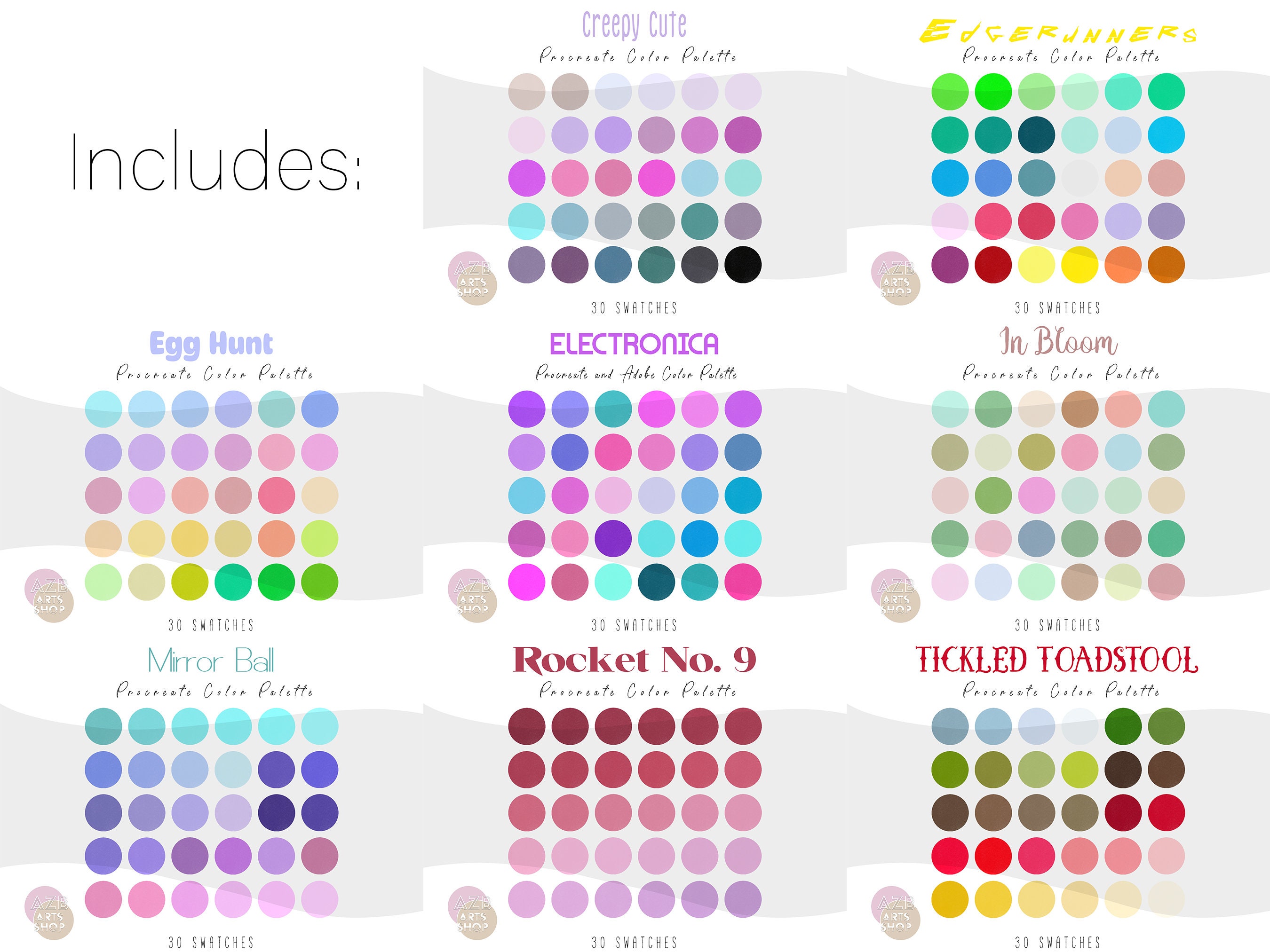 Kawaii Procreate Color Palette MEGA BUNDLE | Color Palette for ...
