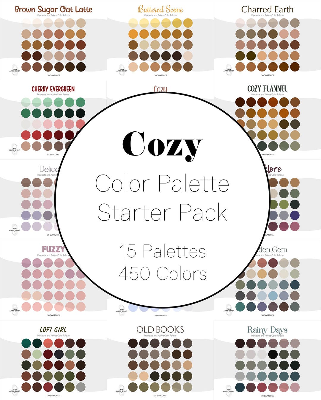 Cozy Soft Muted Aesthetic Starter Pack – 15 Procreate & Adobe Color ...