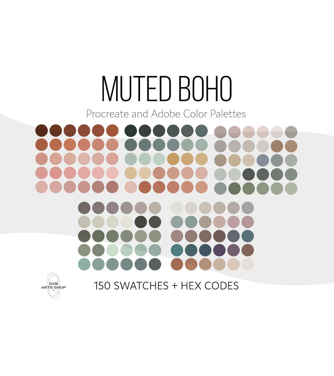 Muted Boho Procreate Adobe Color Palette Bundle Procreate Swatches ...