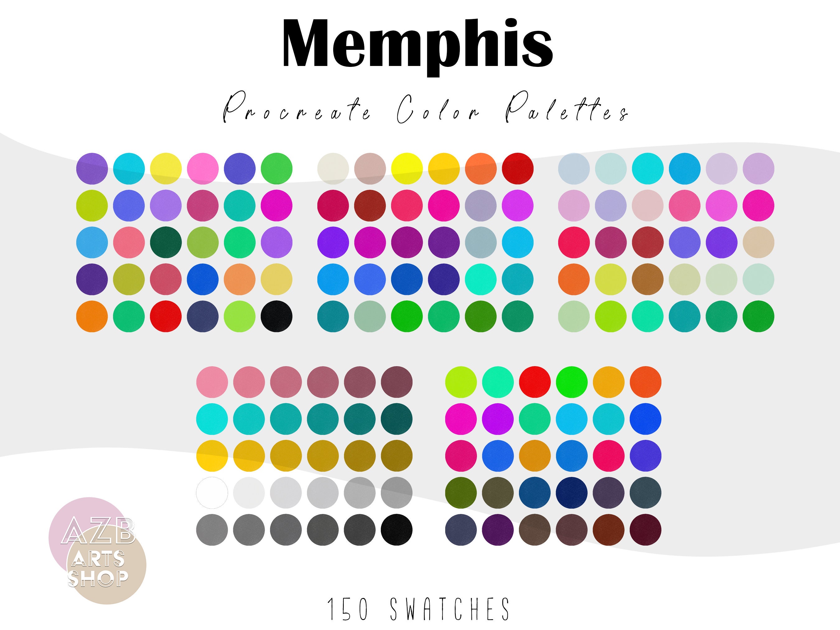 Memphis Procreate Color Palette Bundle Color Palette for Procreate ...