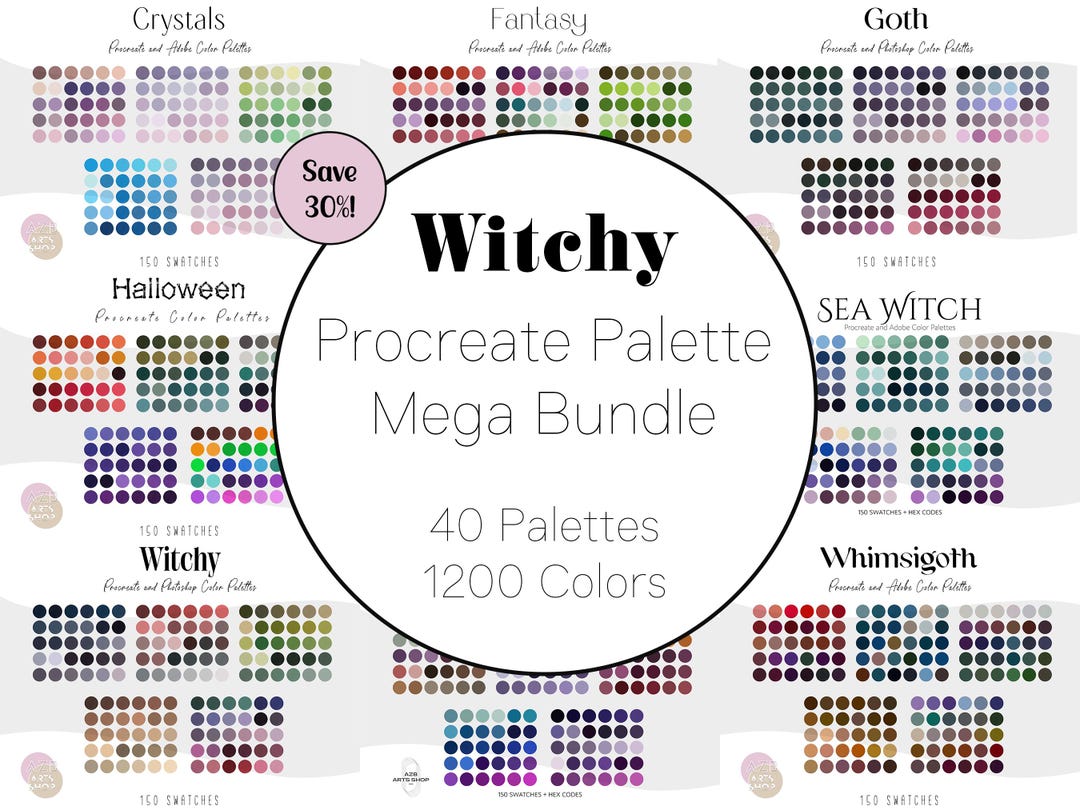 Witchy Dark Moody Fall Procreate + Adobe Color Palettes Mega Bundle ...