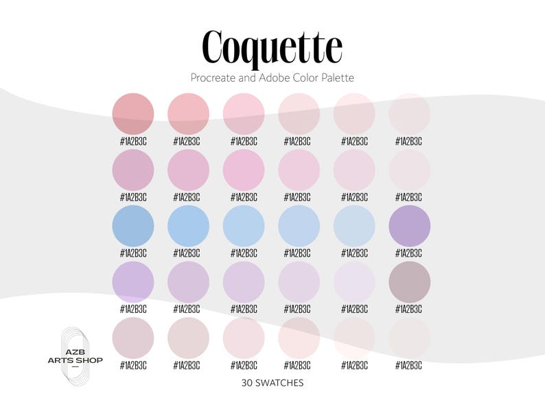 Coquette Blush Cute Soft Dolly Procreate & Adobe Color Palette ...