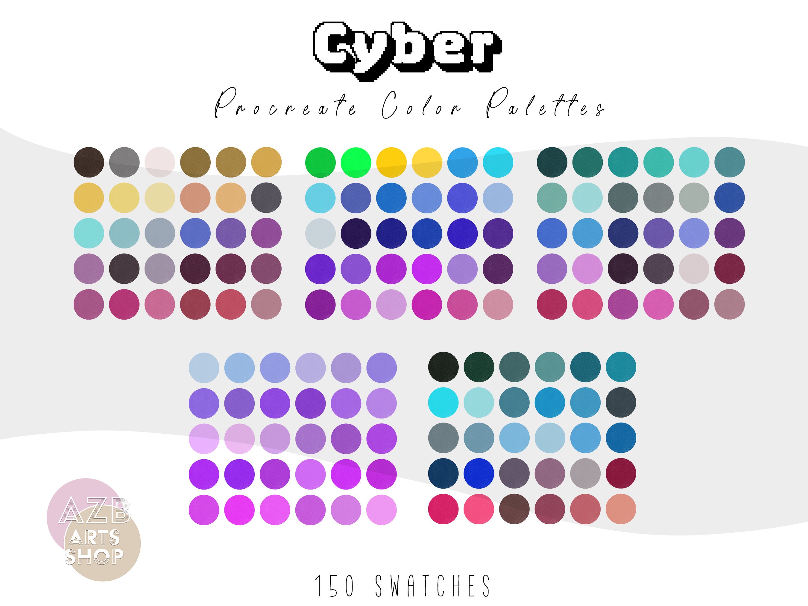 Cyber Y2K Procreate Color Palette Bundle | Color Palette for Procreate ...