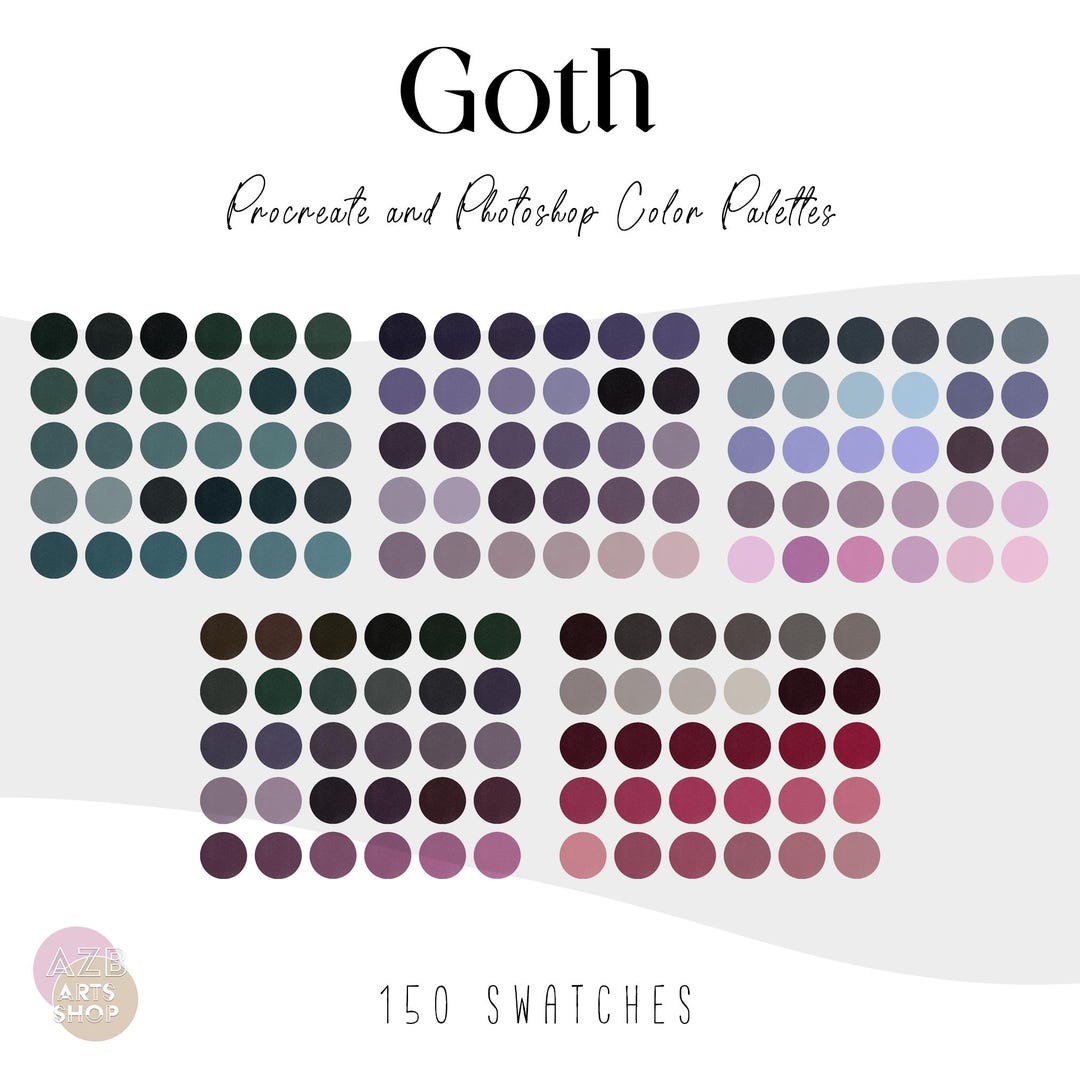 Goth Dark Procreate & Photoshop Color Palette Bundle | Procreate ...