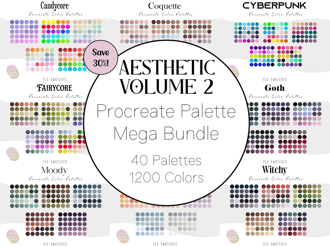 Aesthetic Procreate Color Palette MEGA BUNDLE Color Palette for ...