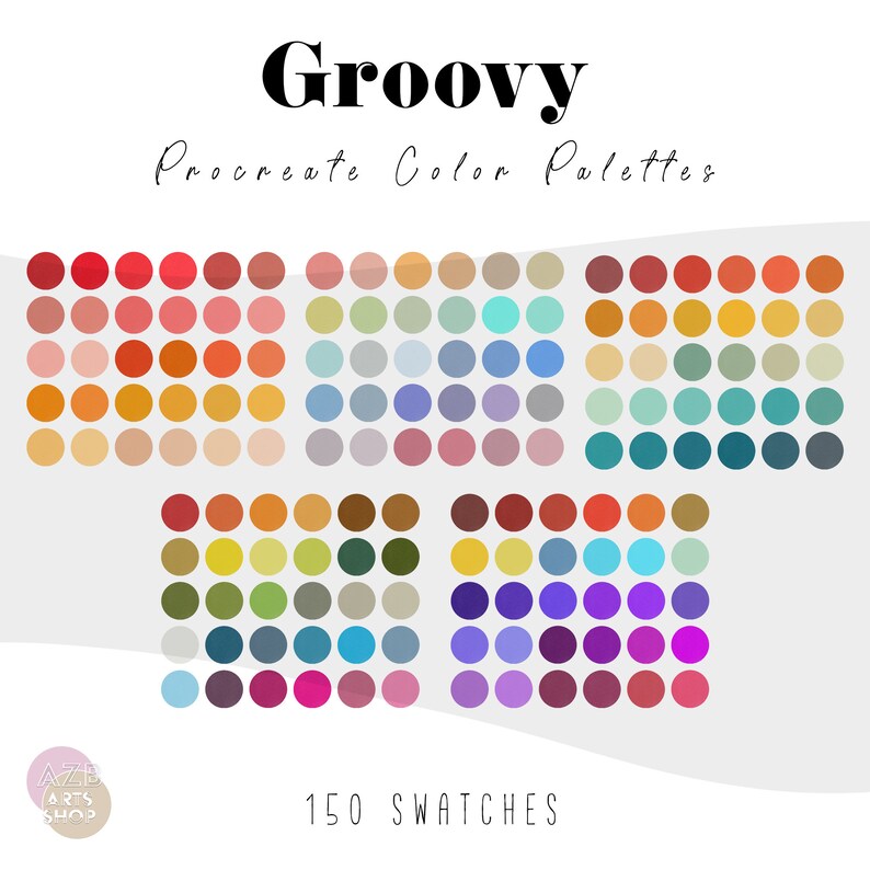 Groovy Procreate Color Palette Bundle | Disco Color Palette for ...