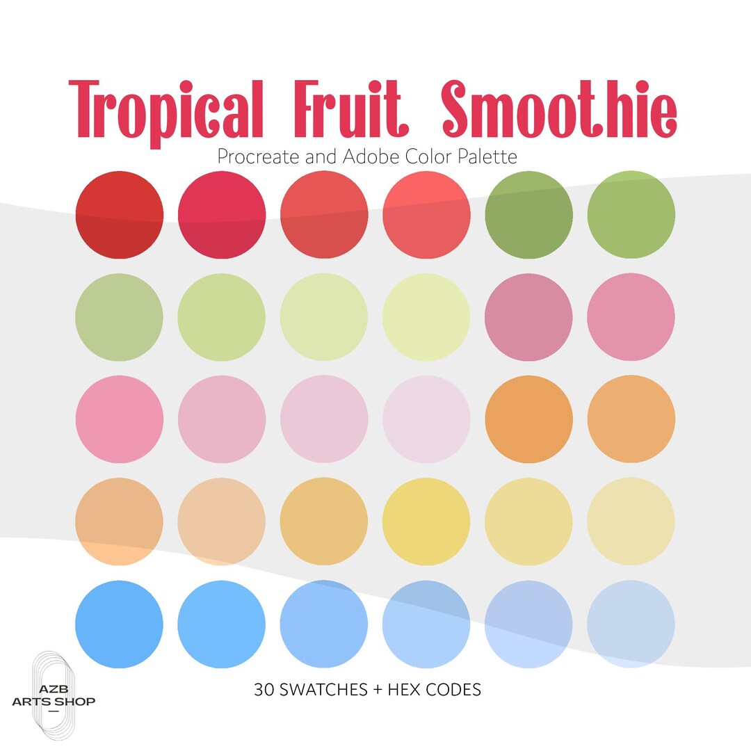 Tropical Fruit Smoothie Procreate & Adobe Color Palette | Procreate ...