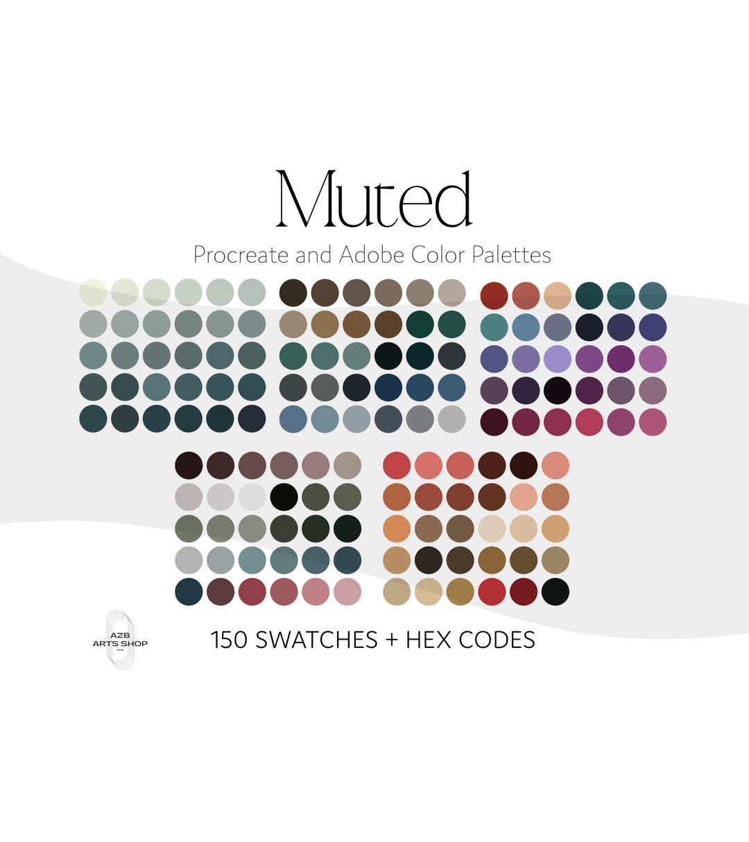 Muted Soft Neutral Earthy Procreate & Adobe Color Palette Bundle ...