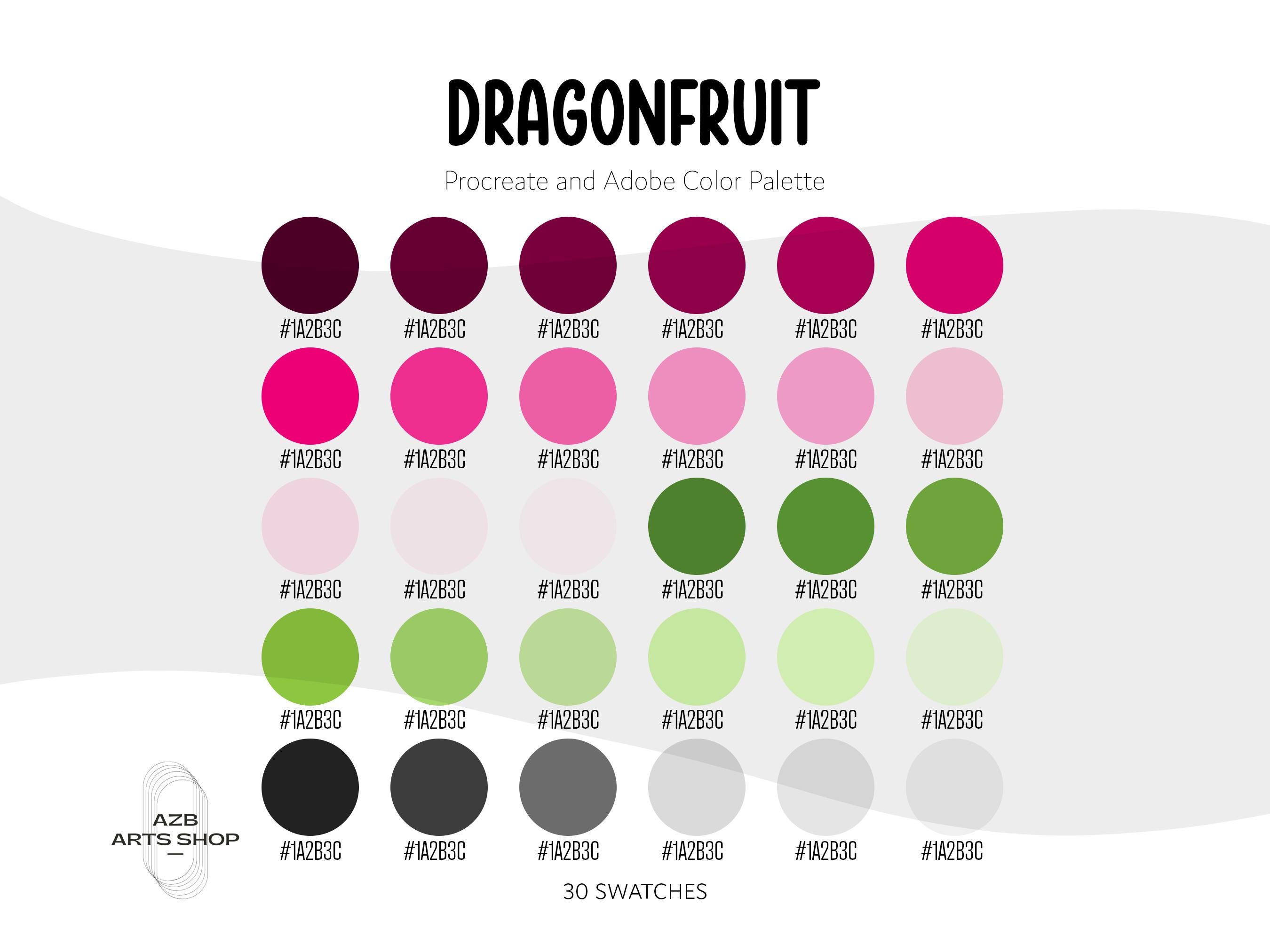Dragonfruit Kawaii Procreate & Adobe Color Palette | Procreate Swatches ...