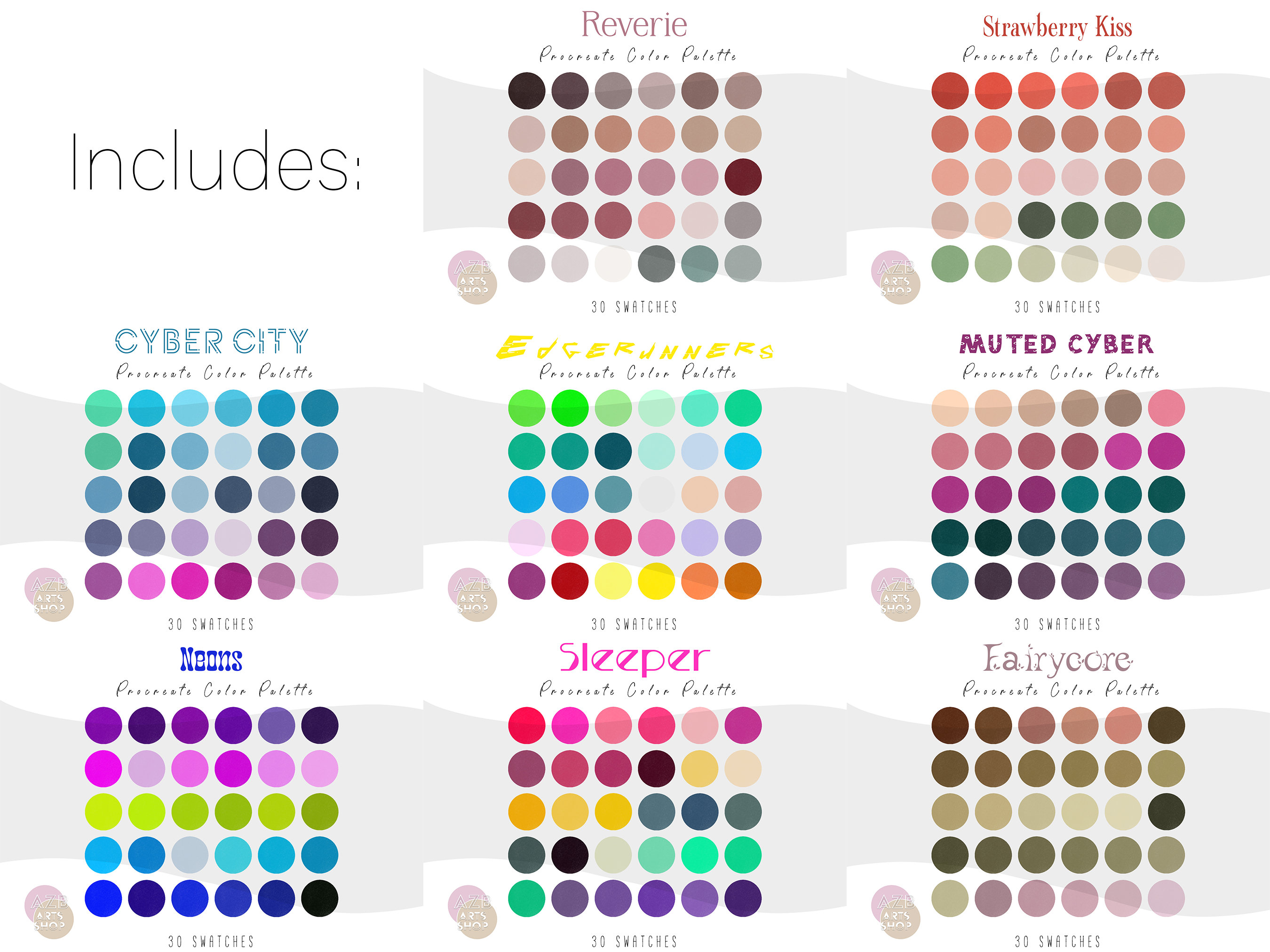 Aesthetic Procreate Color Palette MEGA BUNDLE Color Palette for ...
