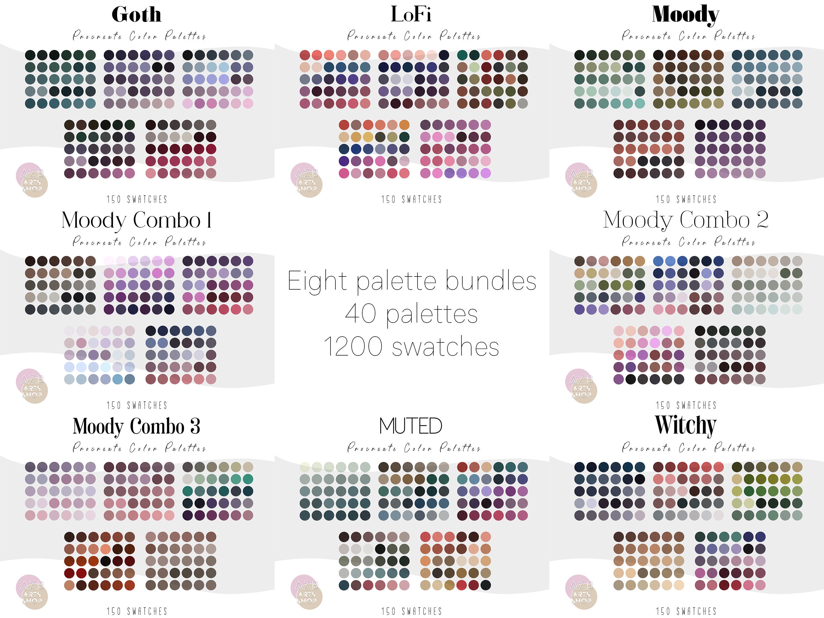Moody Dark Procreate Color Palette MEGA BUNDLE Color Palette for ...