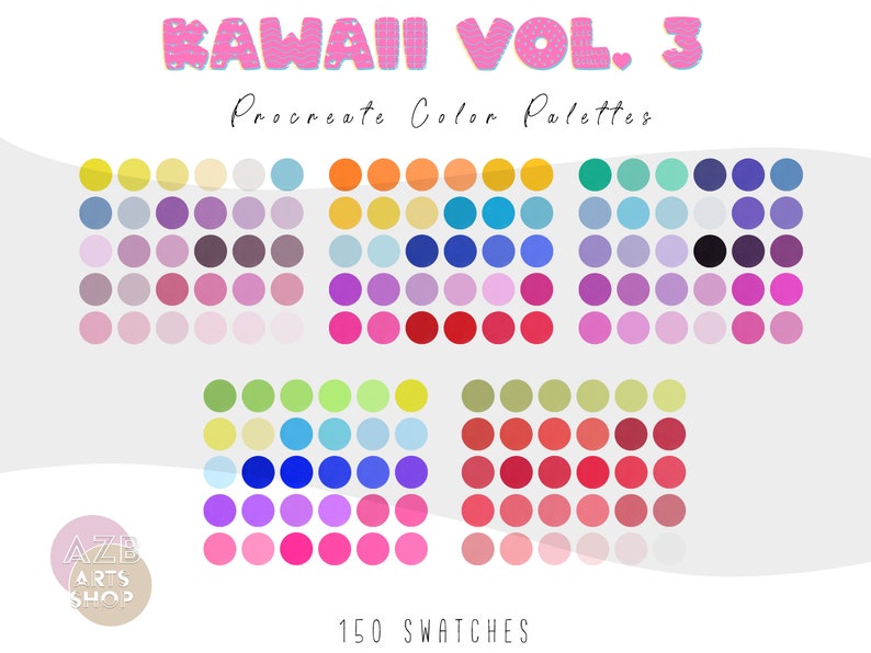 Kawaii Procreate Color Palette Bundle Cute Color Palette For Procreate Procreate Swatches Ipad