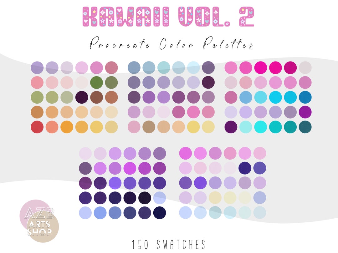 Kawaii Procreate Color Palette Bundle | Cute Color Palette for ...