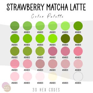 Strawberry Matcha Latte Procreate & Photoshop Color Palette | Procreate ...