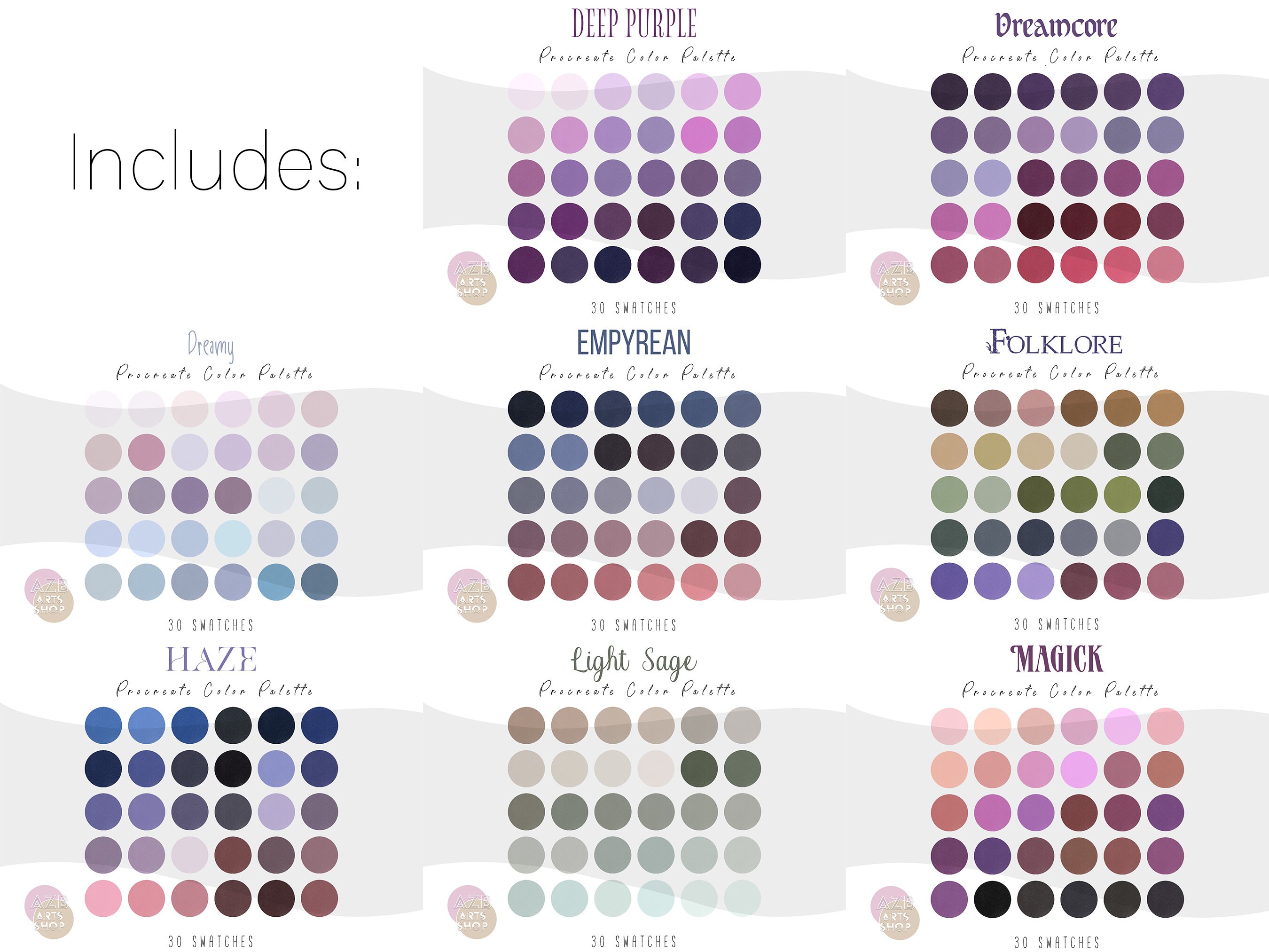 Moody Dark Procreate Color Palette MEGA BUNDLE | Color Palette for ...