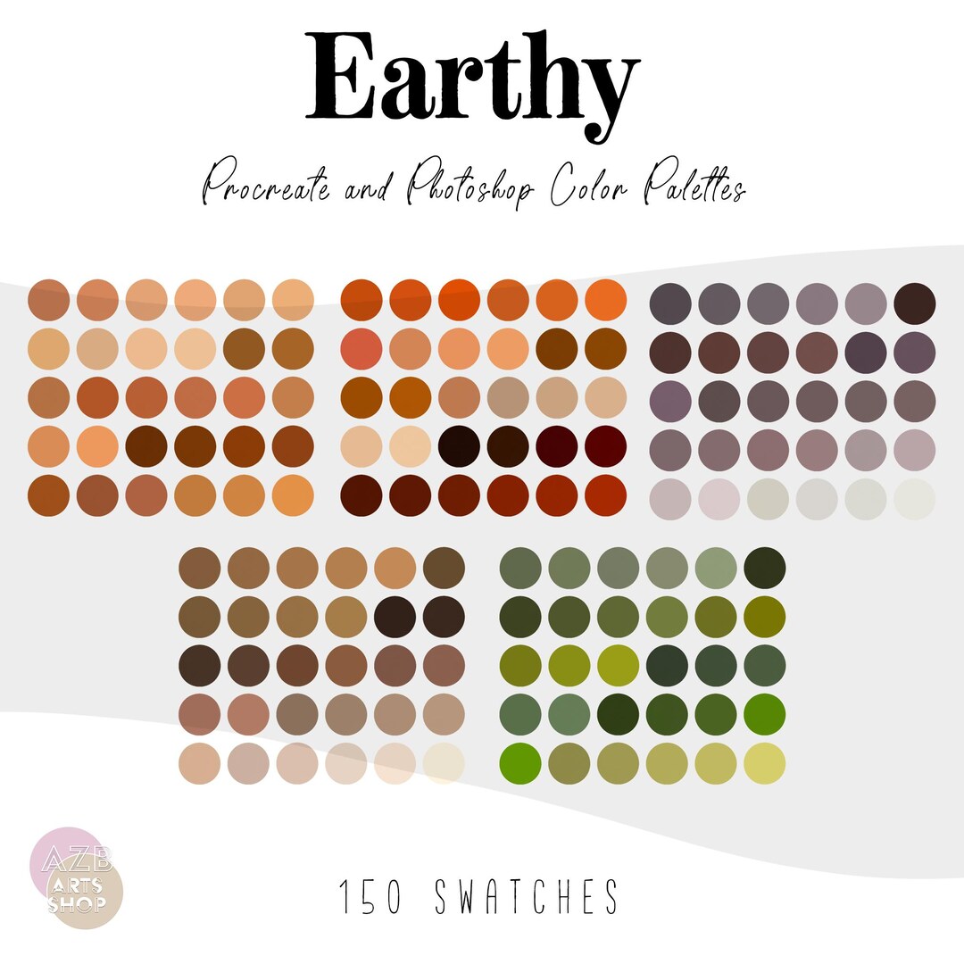 Earthy Procreate & Photoshop Color Palette Bundle | Procreate Swatches ...