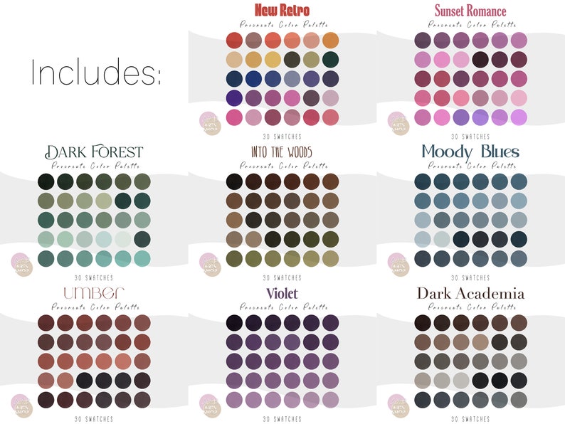 Moody Dark Procreate Color Palette MEGA BUNDLE | Color Palette for ...